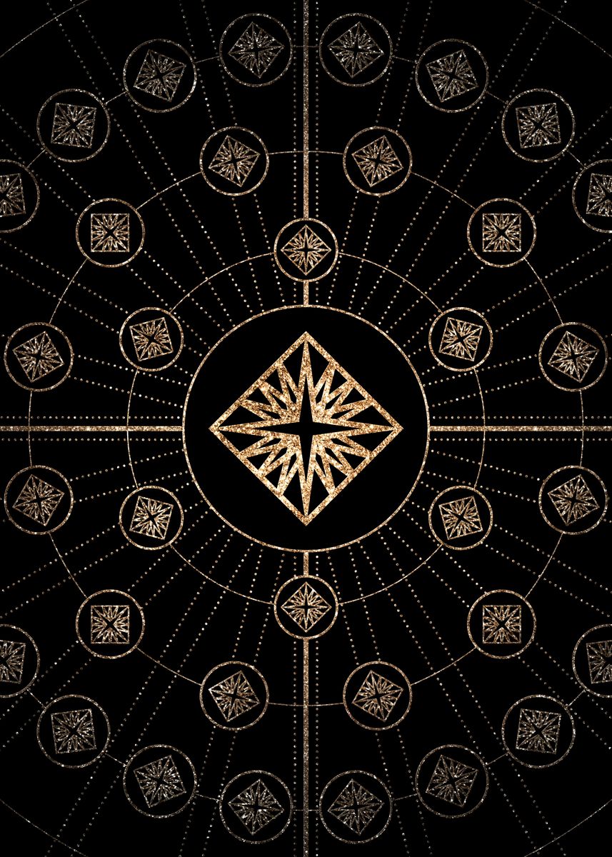 'Gold Glyph Rune Sign Seal ' Poster, picture, metal print, paint by ...