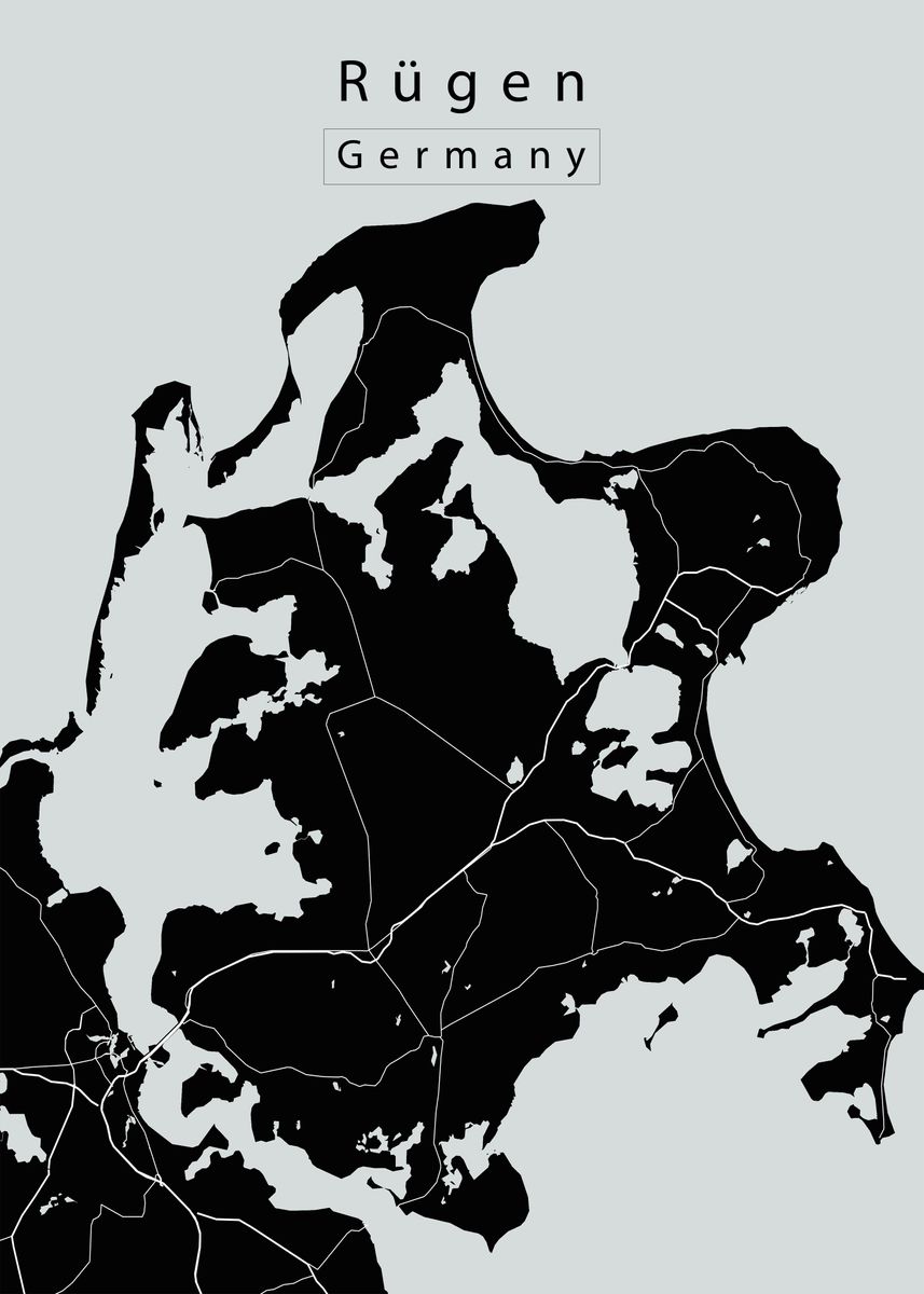'Ruegen Island Map' Poster, picture, metal print, paint by Mapique ...