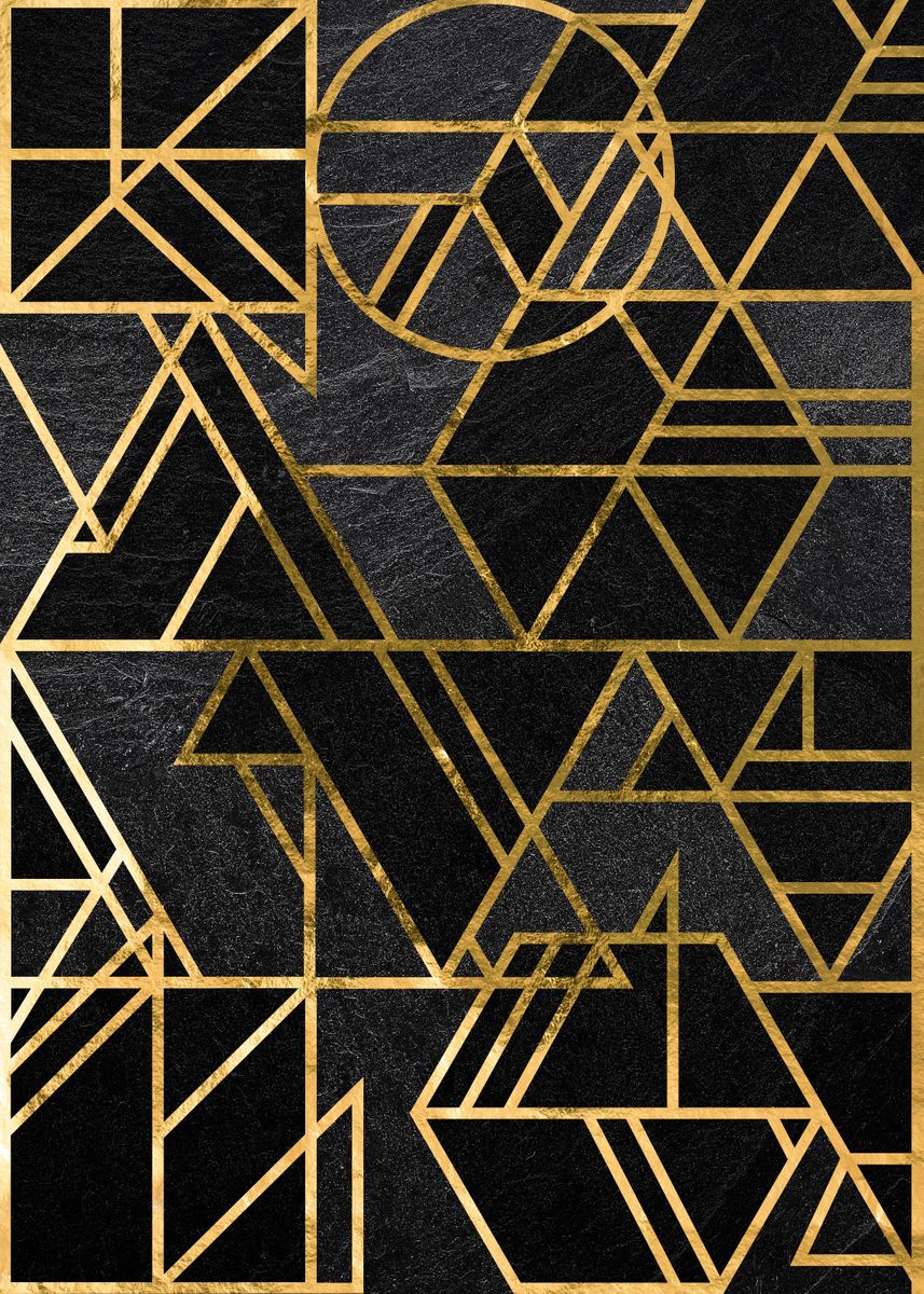 'Gold Art deco' Poster, picture, metal print, paint by Moon Calendar ...