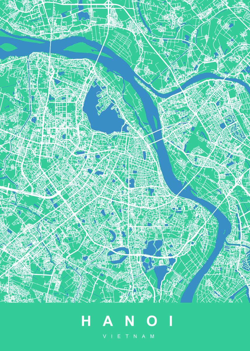'HANOI Map VIETNAM' Poster by UrbanMaps | Displate