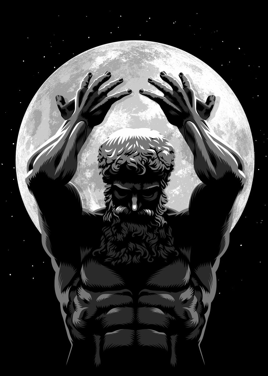 'God holding the moon' Poster, picture, metal print, paint by Alberto ...