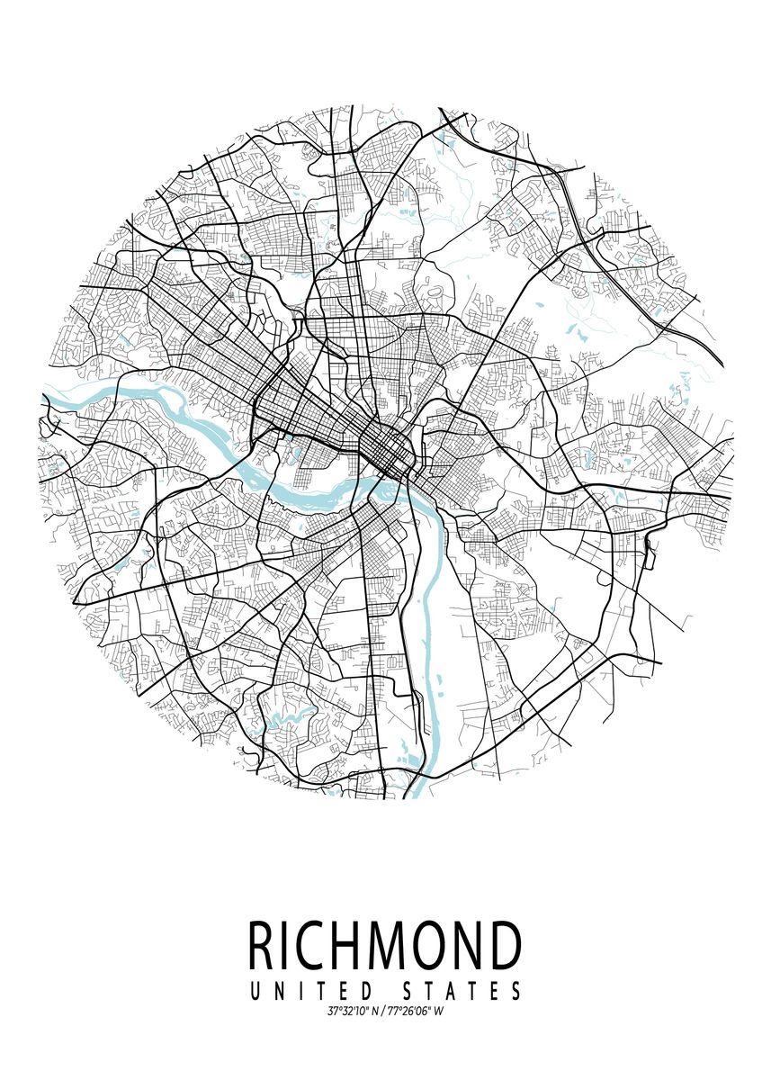 'Richmond City Map Circle' Poster by deMAP Studio | Displate
