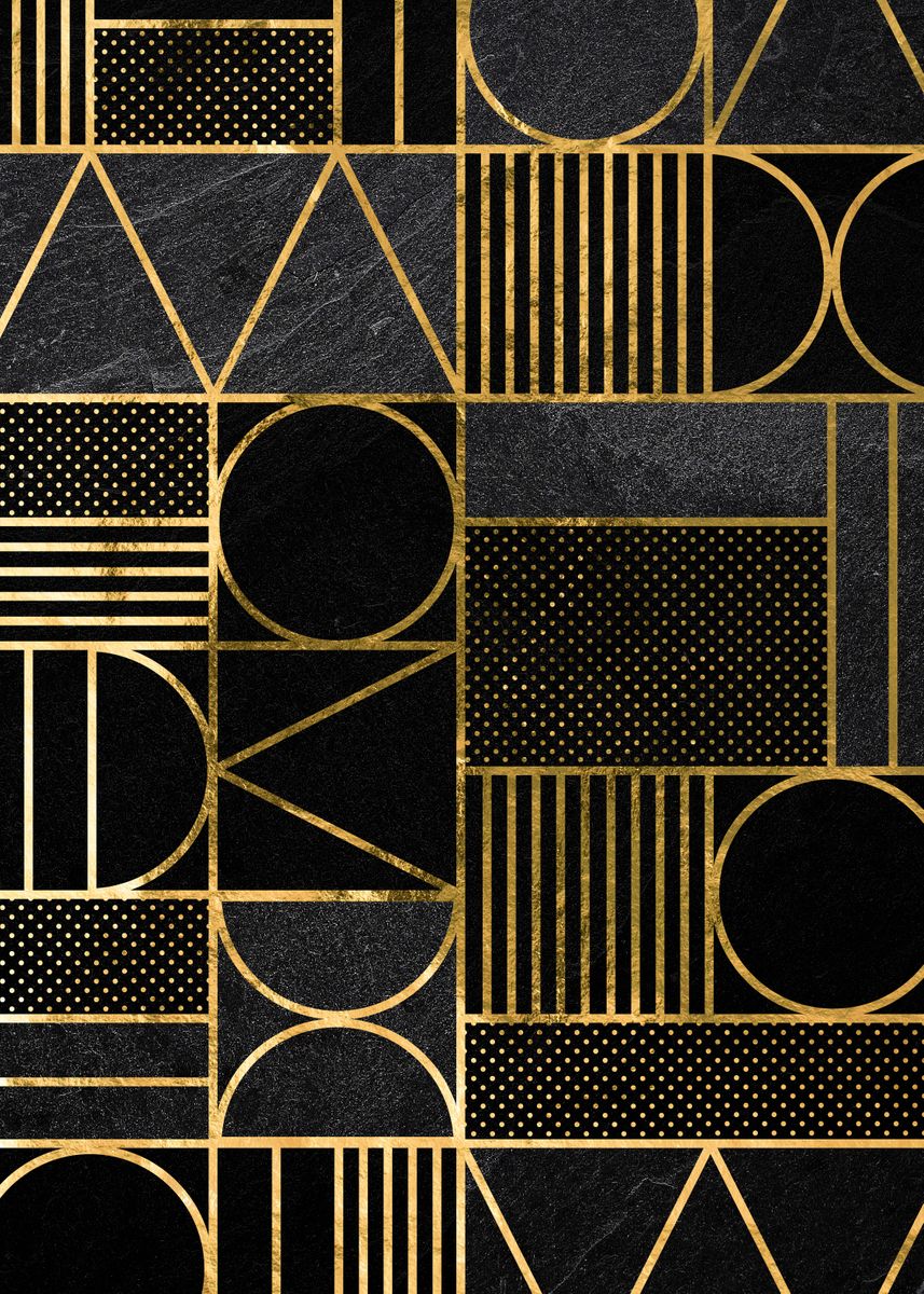 'Gold Art deco' Poster, picture, metal print, paint by Moon Calendar ...