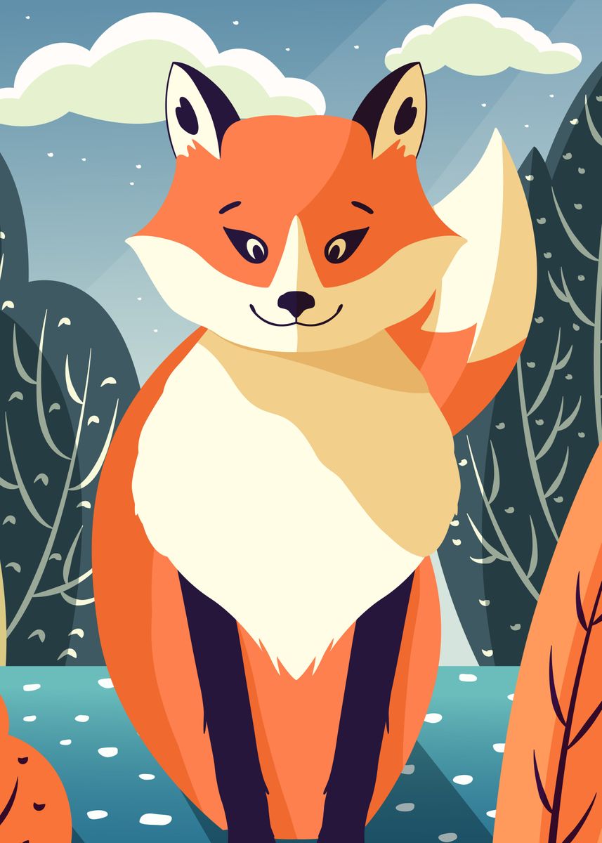 'Fox Forest animals poster' Poster, picture, metal print, paint by ...