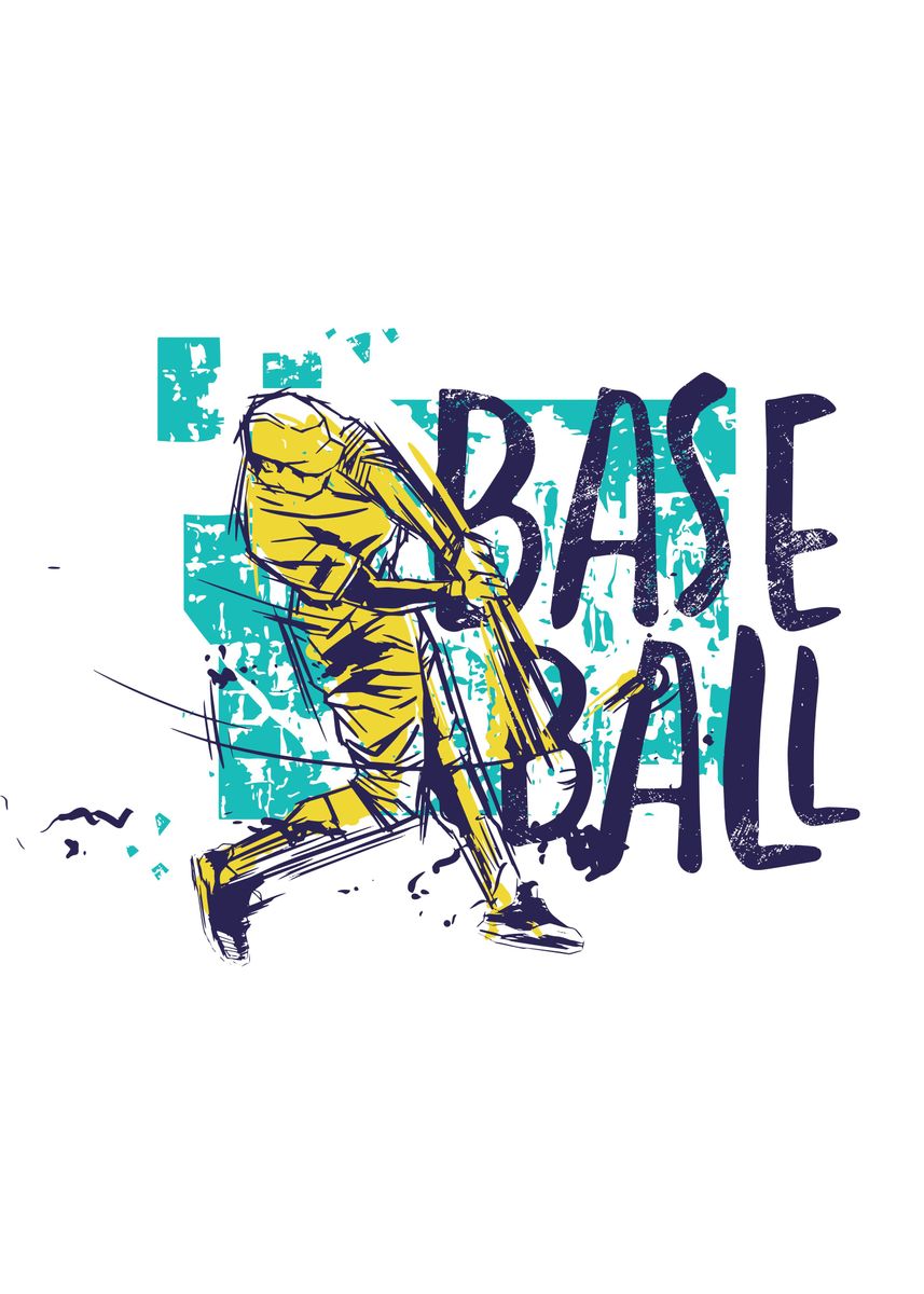 'Baseball' Poster, picture, metal print, paint by Adam | Displate