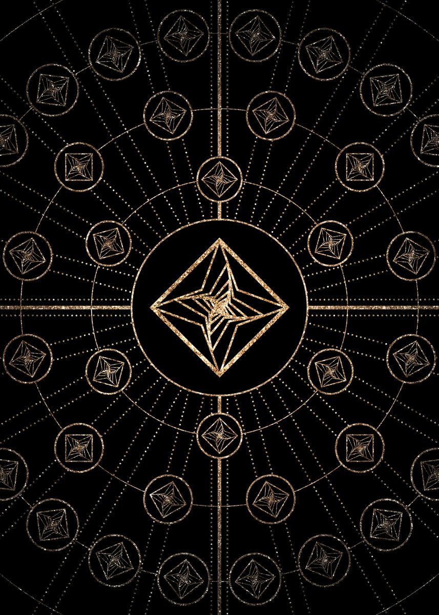 'Black and Gold Magic Seal ' Poster, picture, metal print, paint by ...