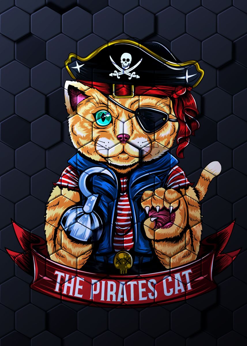 'Pirates Cat' Poster, picture, metal print, paint by Faissal Thomas ...
