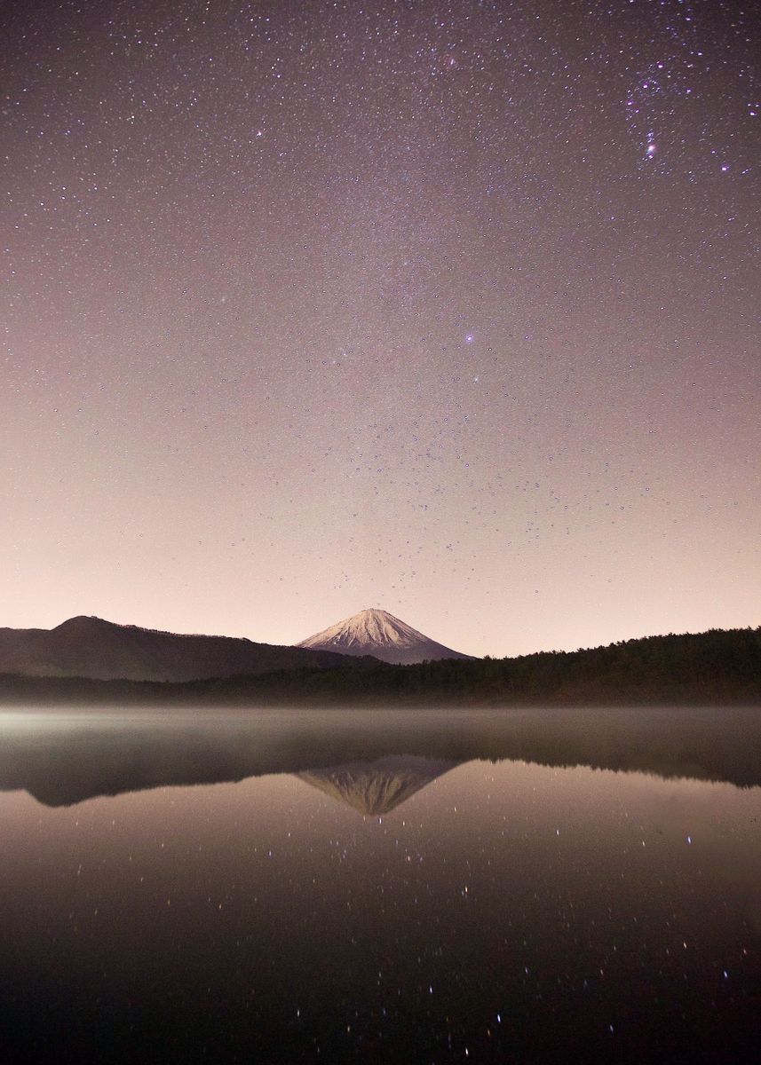 'Mount Fuji under Night Sky' Poster, picture, metal print, paint by ...