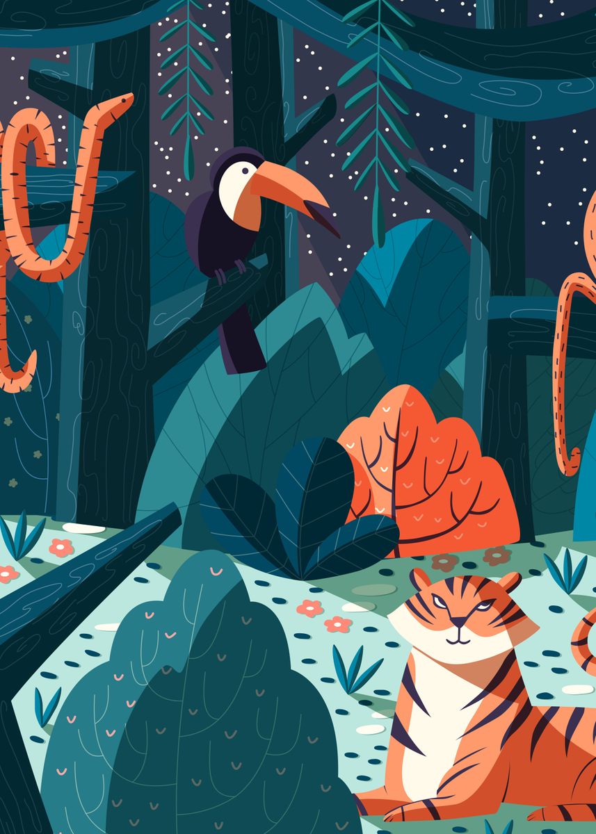 'Forest Animals Wild life' Poster, picture, metal print, paint by Human ...