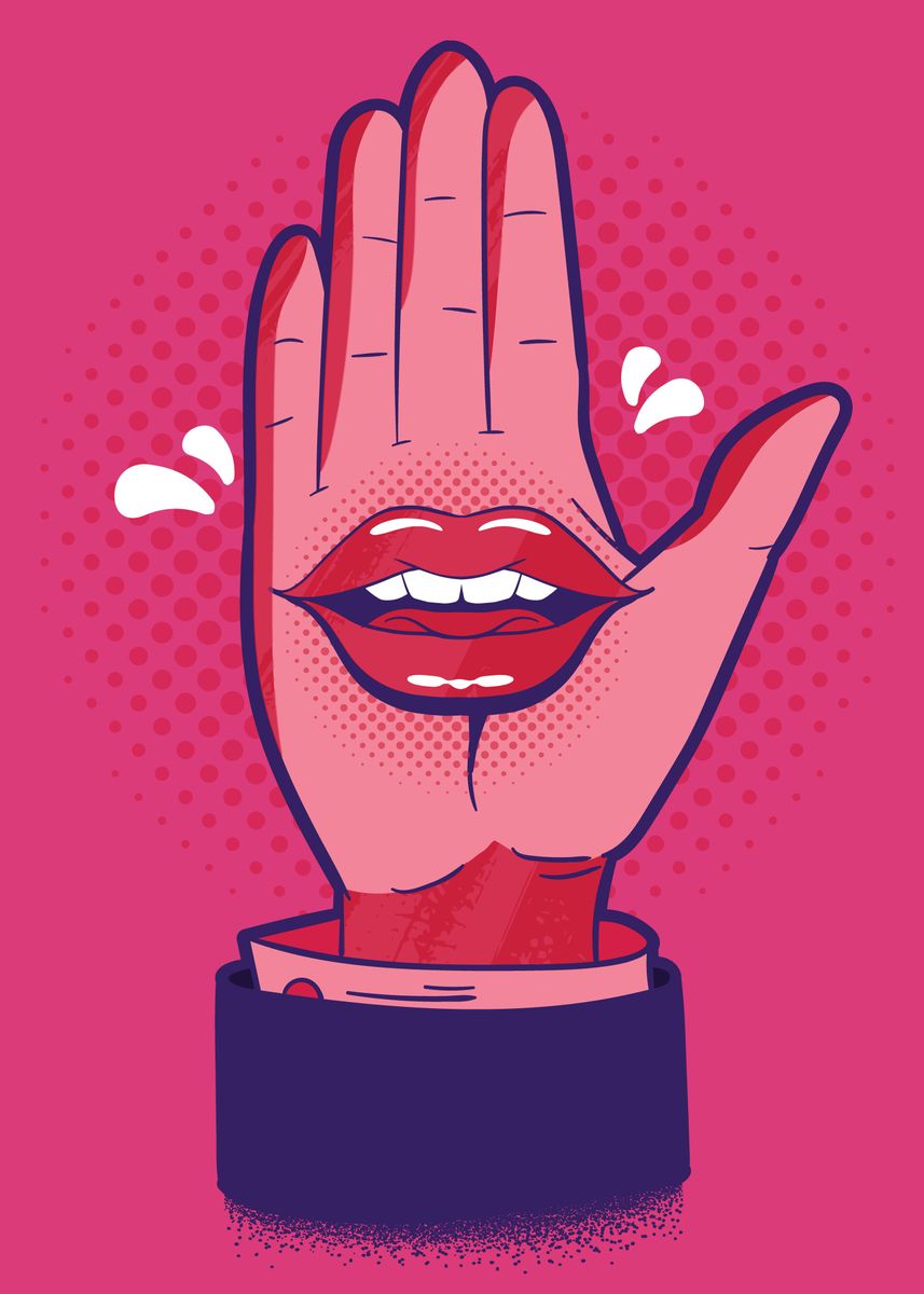 'Hand with Lips Love' Poster by Max Ronn | Displate