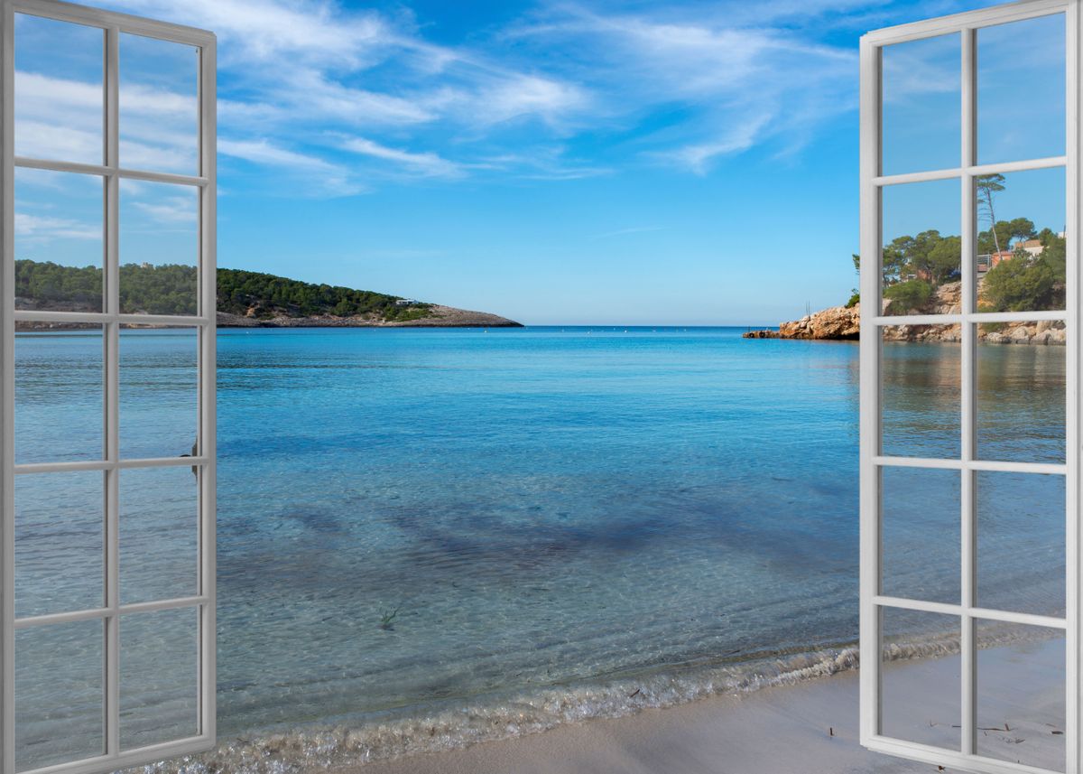 'Open window view beach' Poster by Fenestrart | Displate