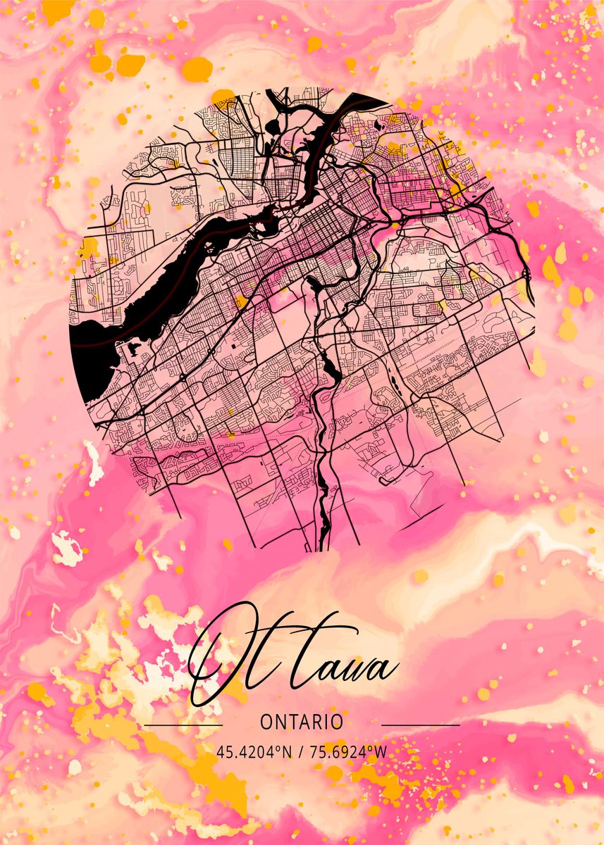 'Ottawa City Map Canada' Poster, picture, metal print, paint by Max ...