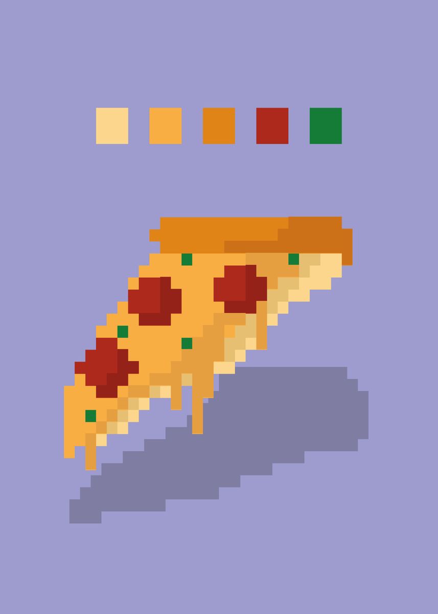 'Pixel Pizza' Poster, picture, metal print, paint by Julia Moreno ...