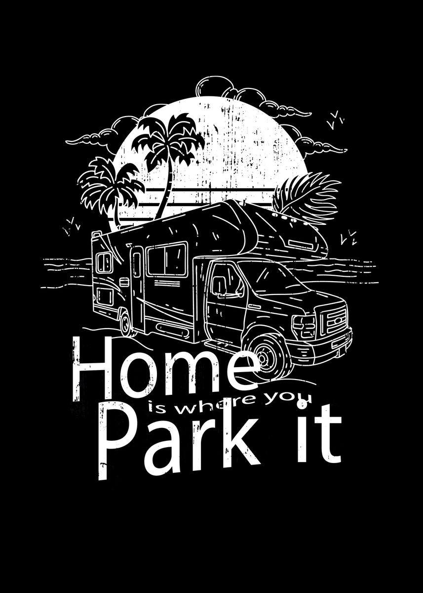 'CAMPER VAN HAND DRAWN' Poster, picture, metal print, paint by ...