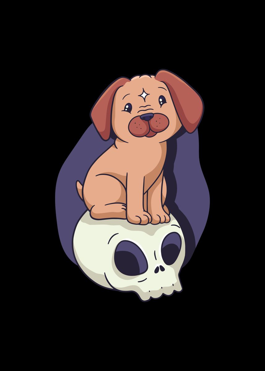 'DOG ON SKULL' Poster, picture, metal print, paint by thetshirtshop2020 ...
