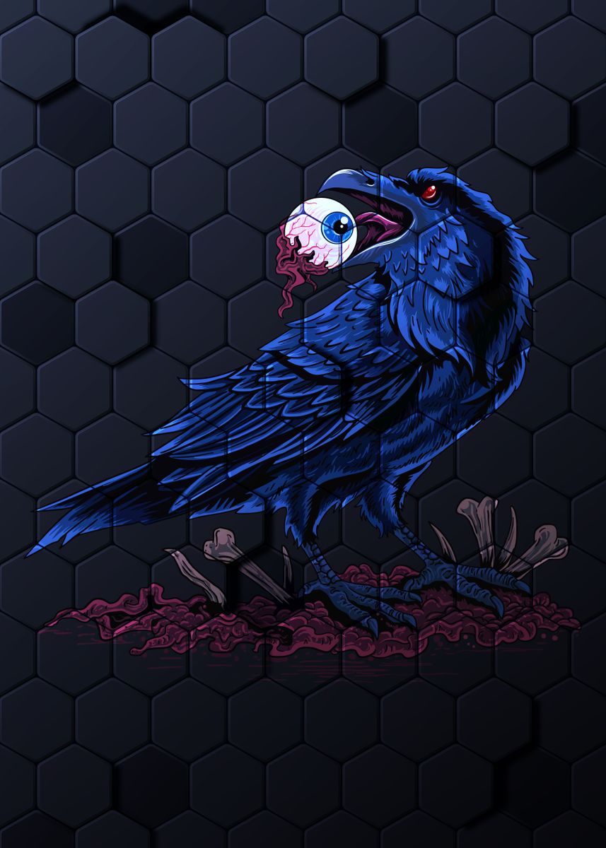'Crow Bird Eat Eyes' Poster, picture, metal print, paint by Faissal ...