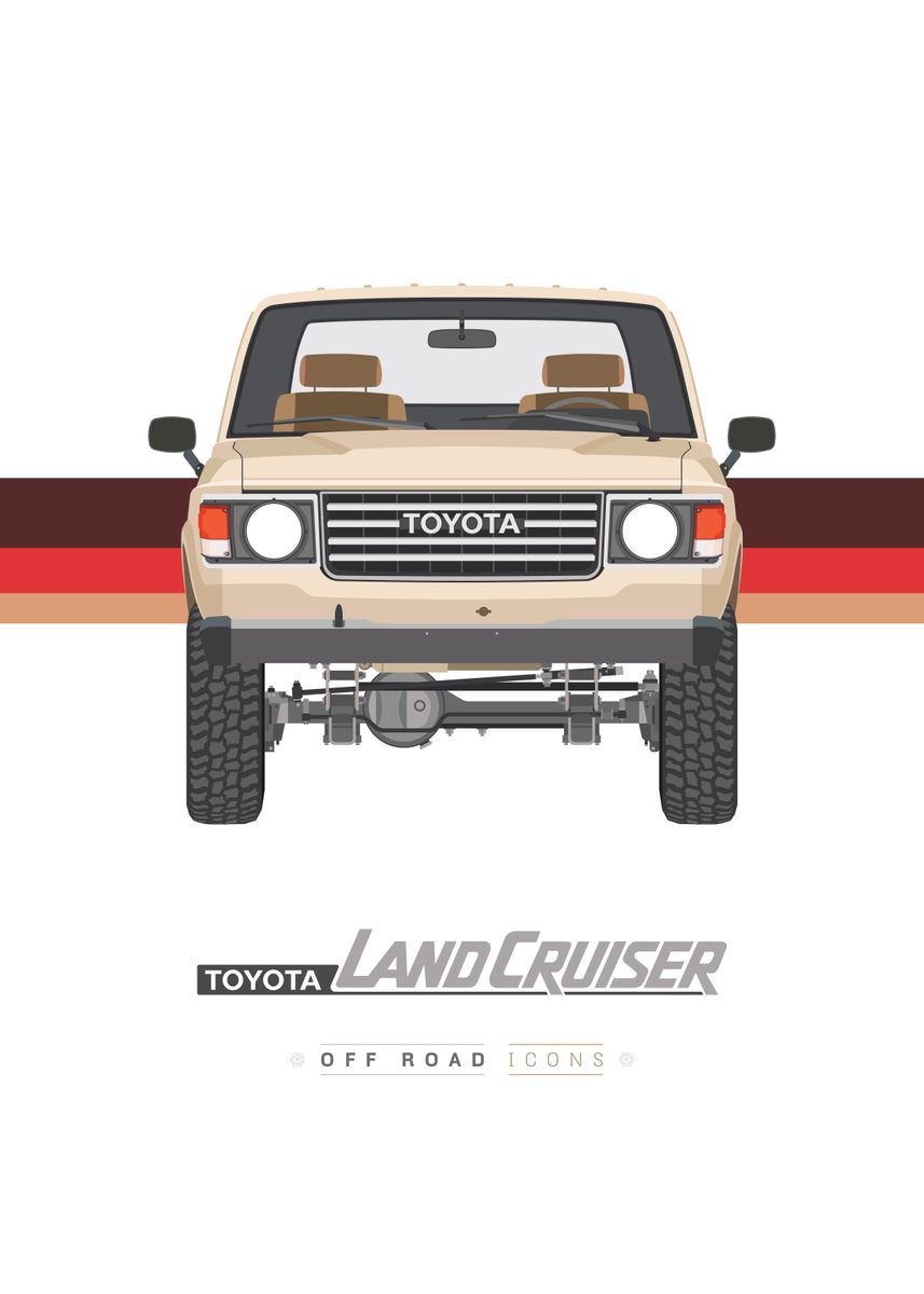 'FJ60 lines color' Poster, picture, metal print, paint by Off Road ...