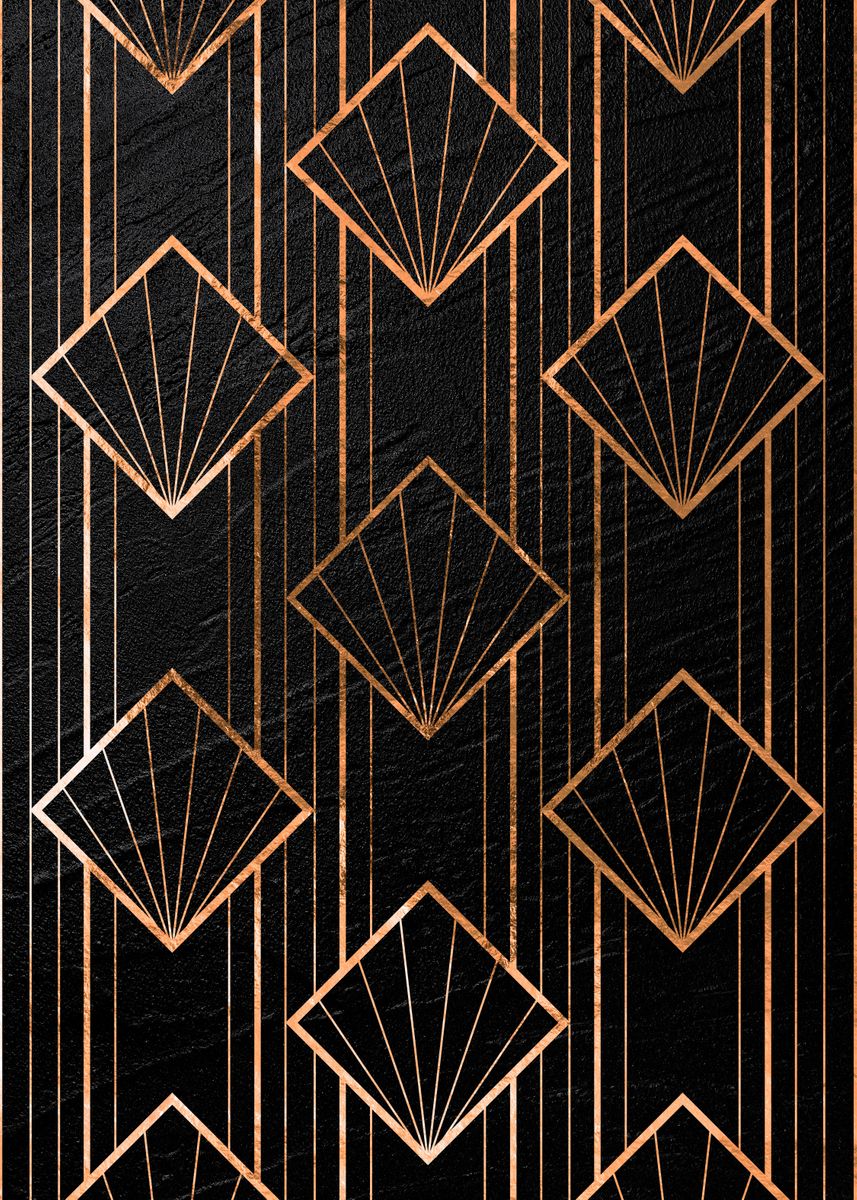 'Gold Art deco' Poster, picture, metal print, paint by Moon Calendar ...