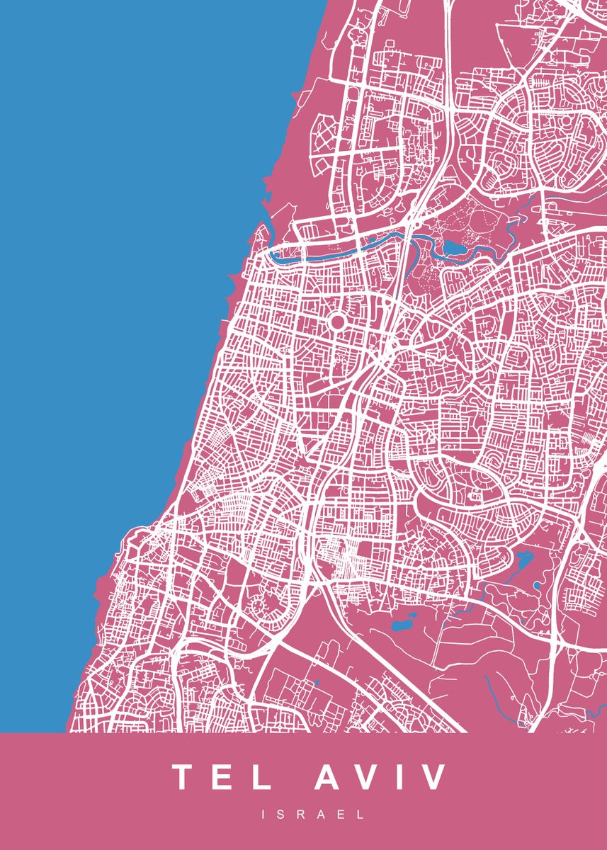 'TEL AVIV Map ISRAEL' Poster by UrbanMaps | Displate