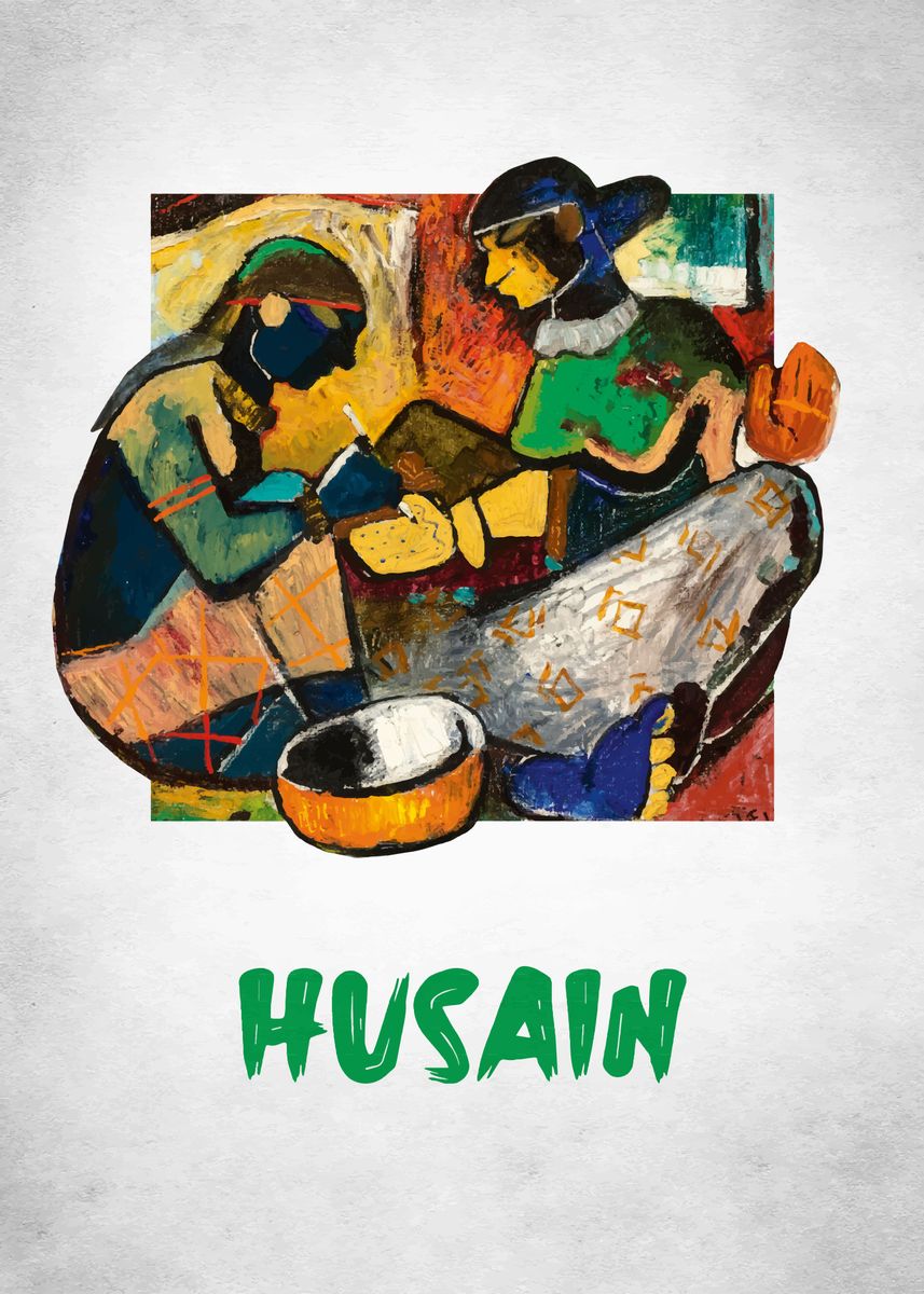 'M F Husain' Poster, picture, metal print, paint by Bo Kev | Displate