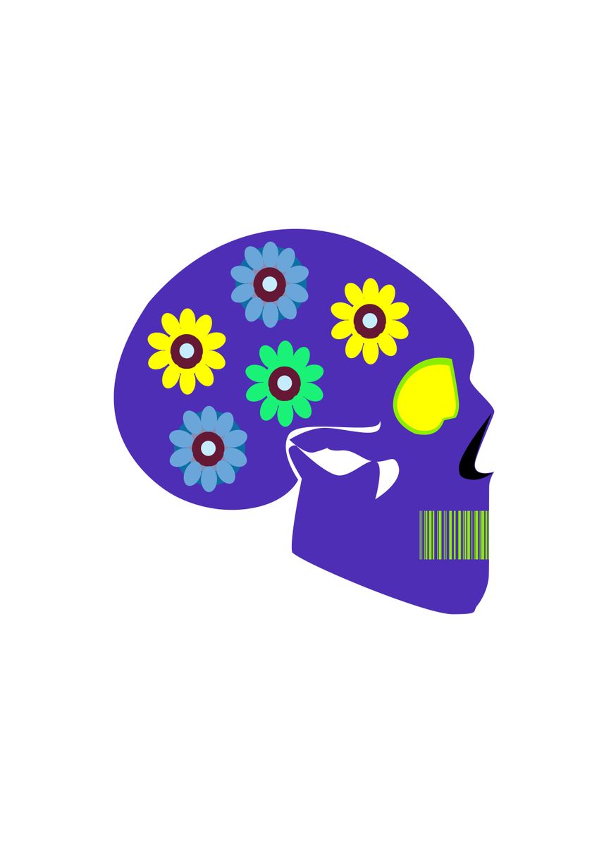 'Purple skull icon with flo' Poster, picture, metal print, paint by Tea ...