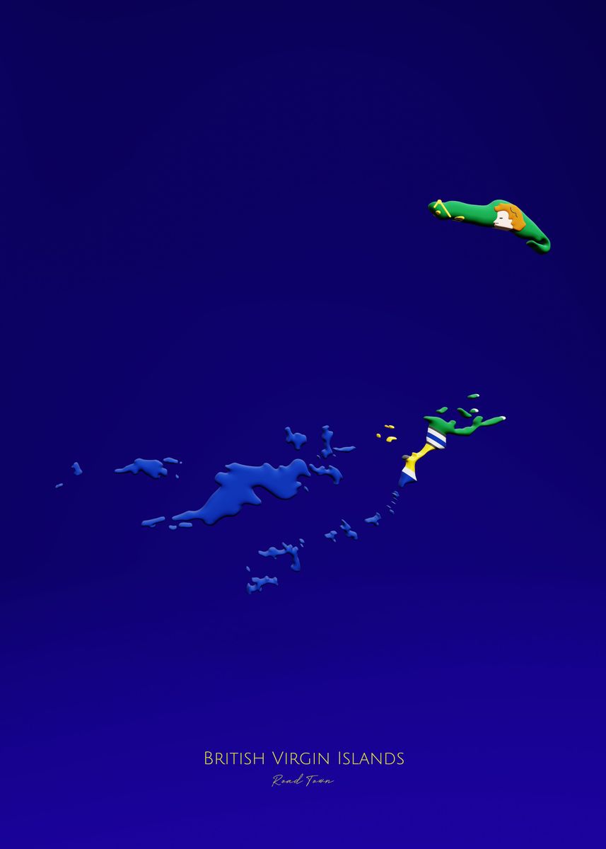 'British Virgin Islands Map' Poster, picture, metal print, paint by ...