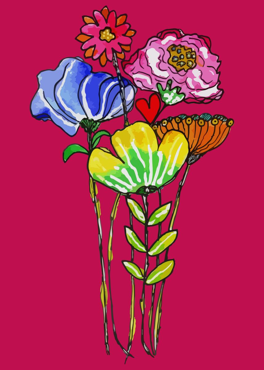 'Colorful Flowers' Poster by Poptime | Displate