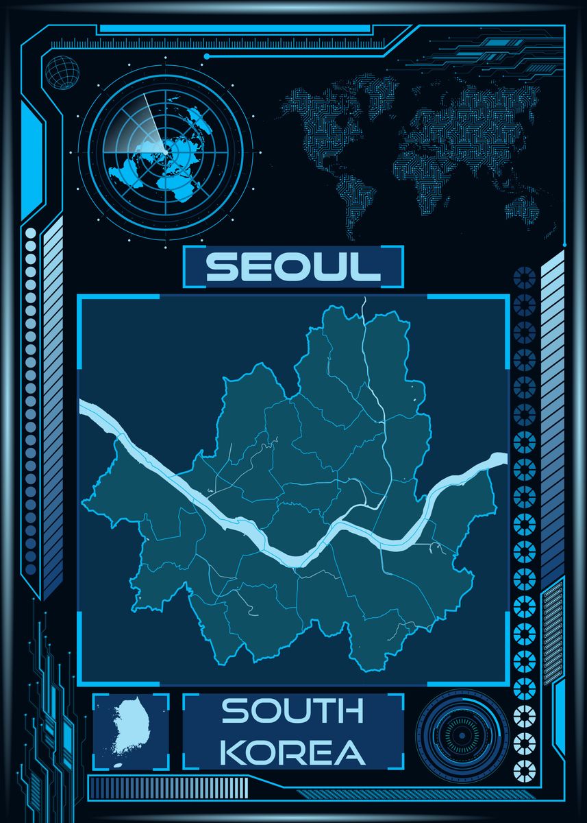'SEOUL MAP SOUTH KOREA' Poster, picture, metal print, paint by Artistic ...