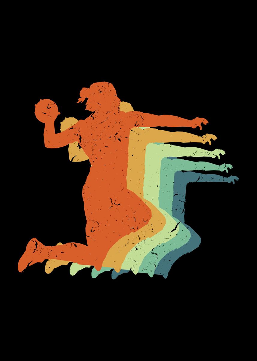 'Handball Cool Retro' Poster, picture, metal print, paint by ArtLikeWow ...