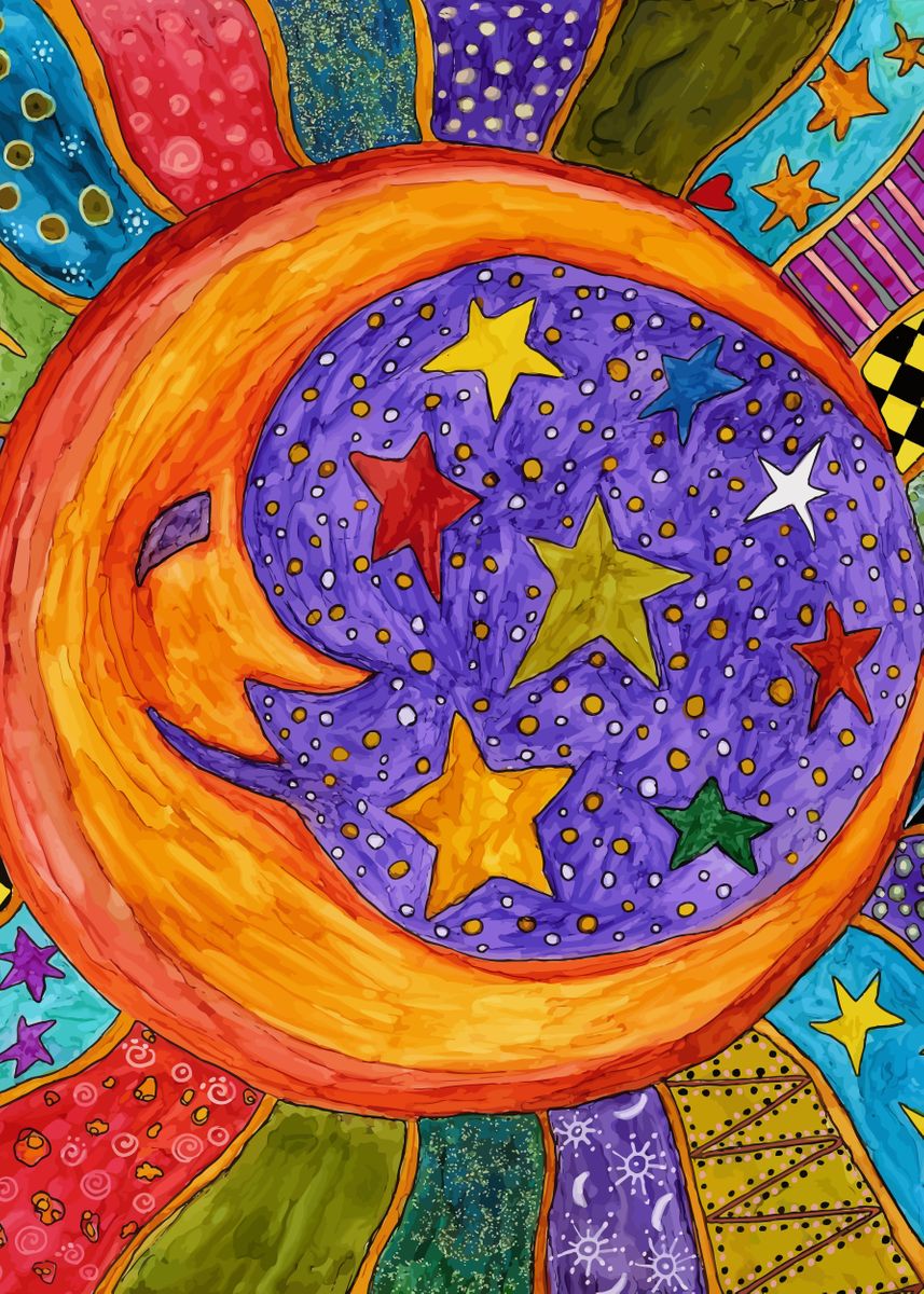 'Moon stars' Poster, picture, metal print, paint by Poptime | Displate