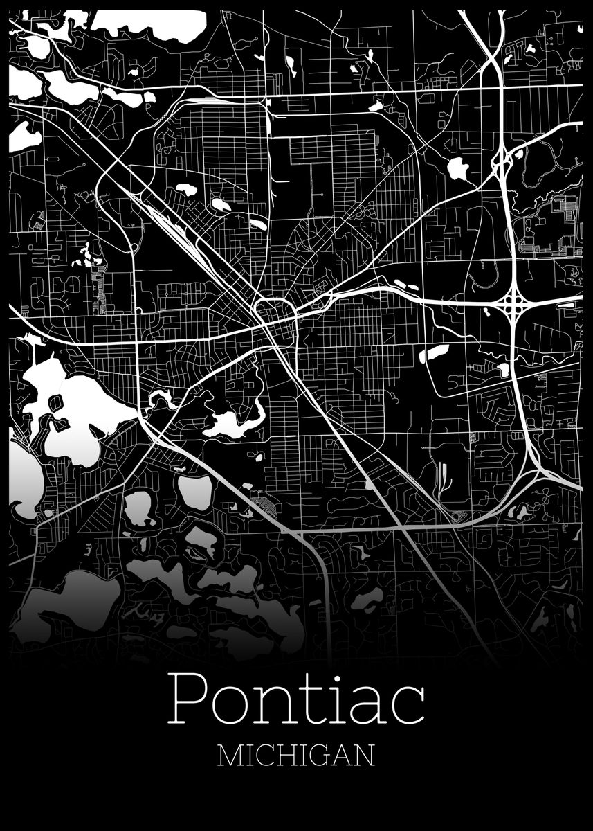 'Pontiac Michigan map' Poster, picture, metal print, paint by RelDesign ...