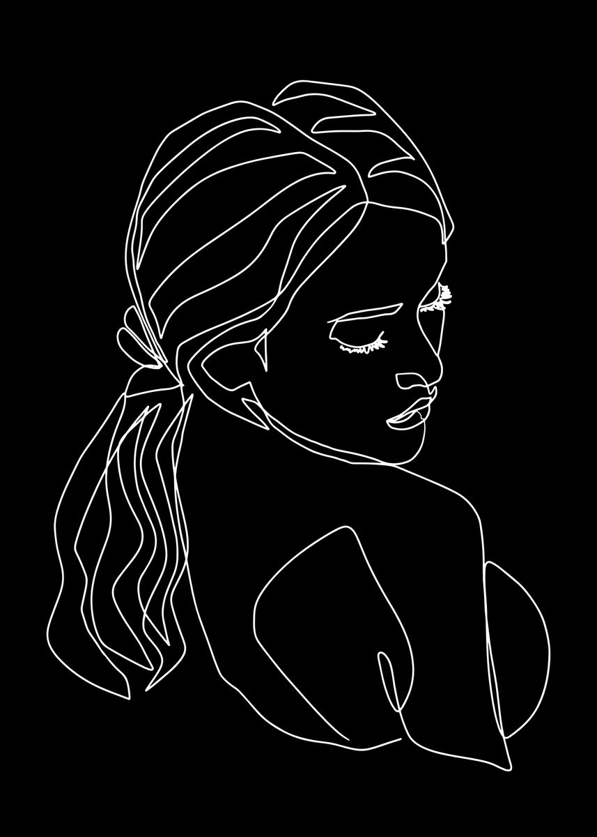 'One Line Art Woman' Poster, picture, metal print, paint by Color My ...