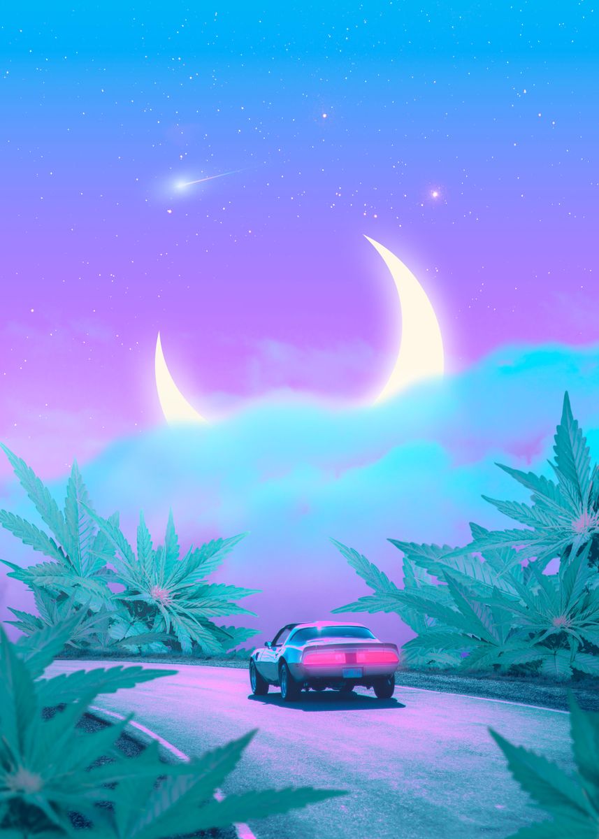 'Moonweed Road' Poster, picture, metal print, paint by Yagedan | Displate