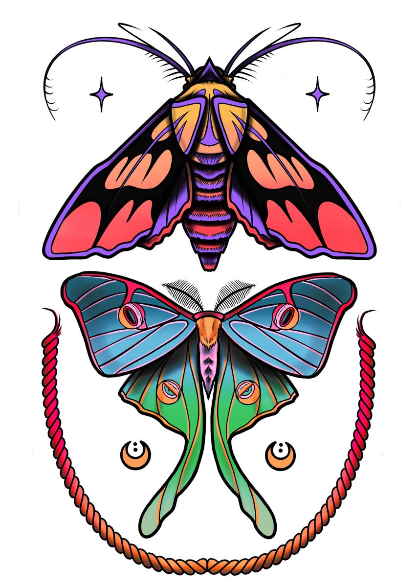 'Cosmic Moths' Poster by Scott Connick | Displate