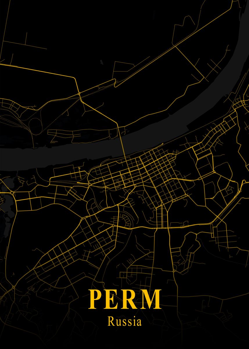 'PERM GOLD CITY MAP' Poster, picture, metal print, paint by Nae | Displate