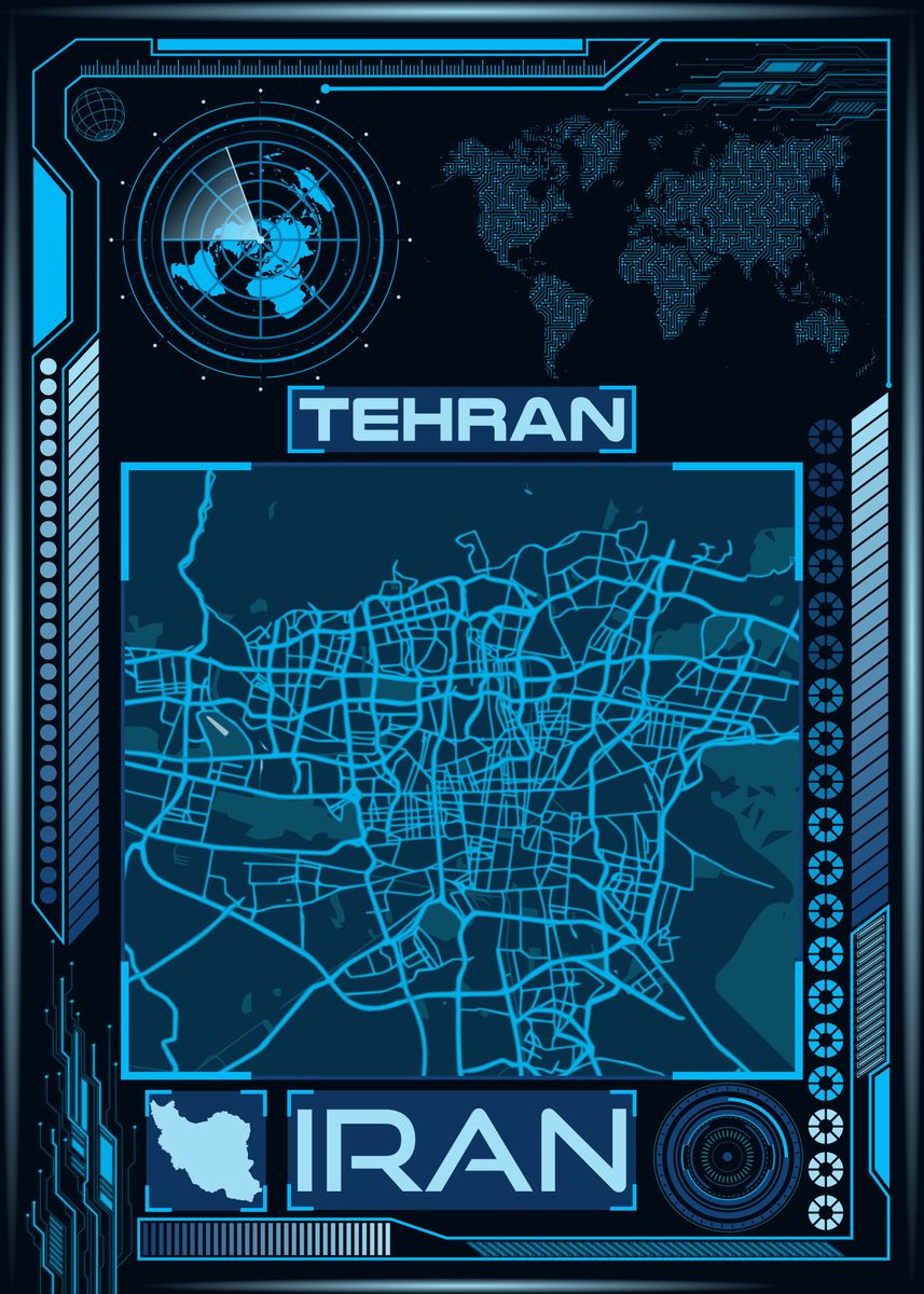 'TEHRAN MAP IRAN' Poster by Artistic Paradigms | Displate