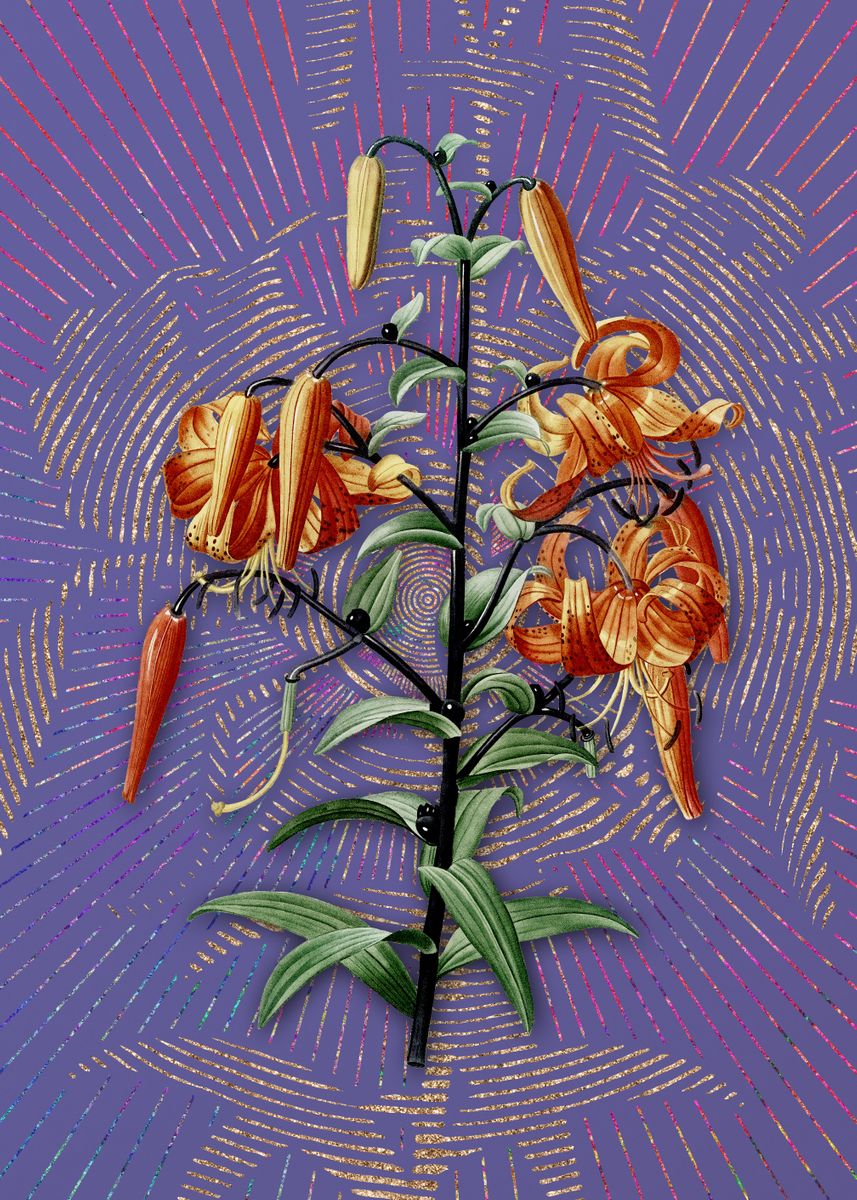 'Purple Vintage Tiger Lily' Poster, picture, metal print, paint by Holy ...