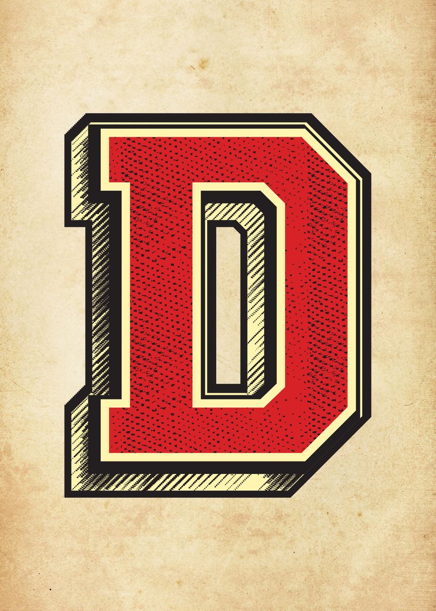 'Vintage Letter D' Poster, picture, metal print, paint by OliArt | Displate