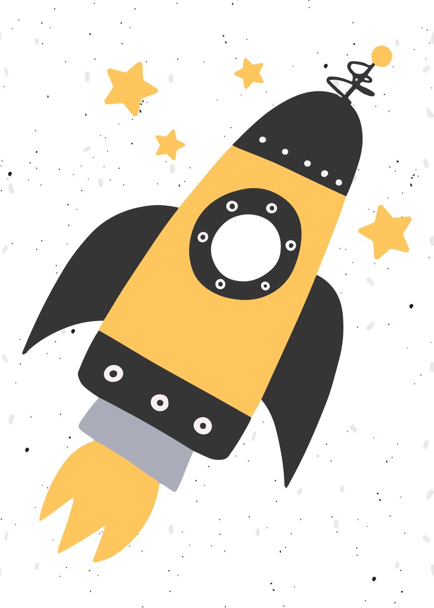 'Cute Kids Poster Rocket' Poster, picture, metal print, paint by ...