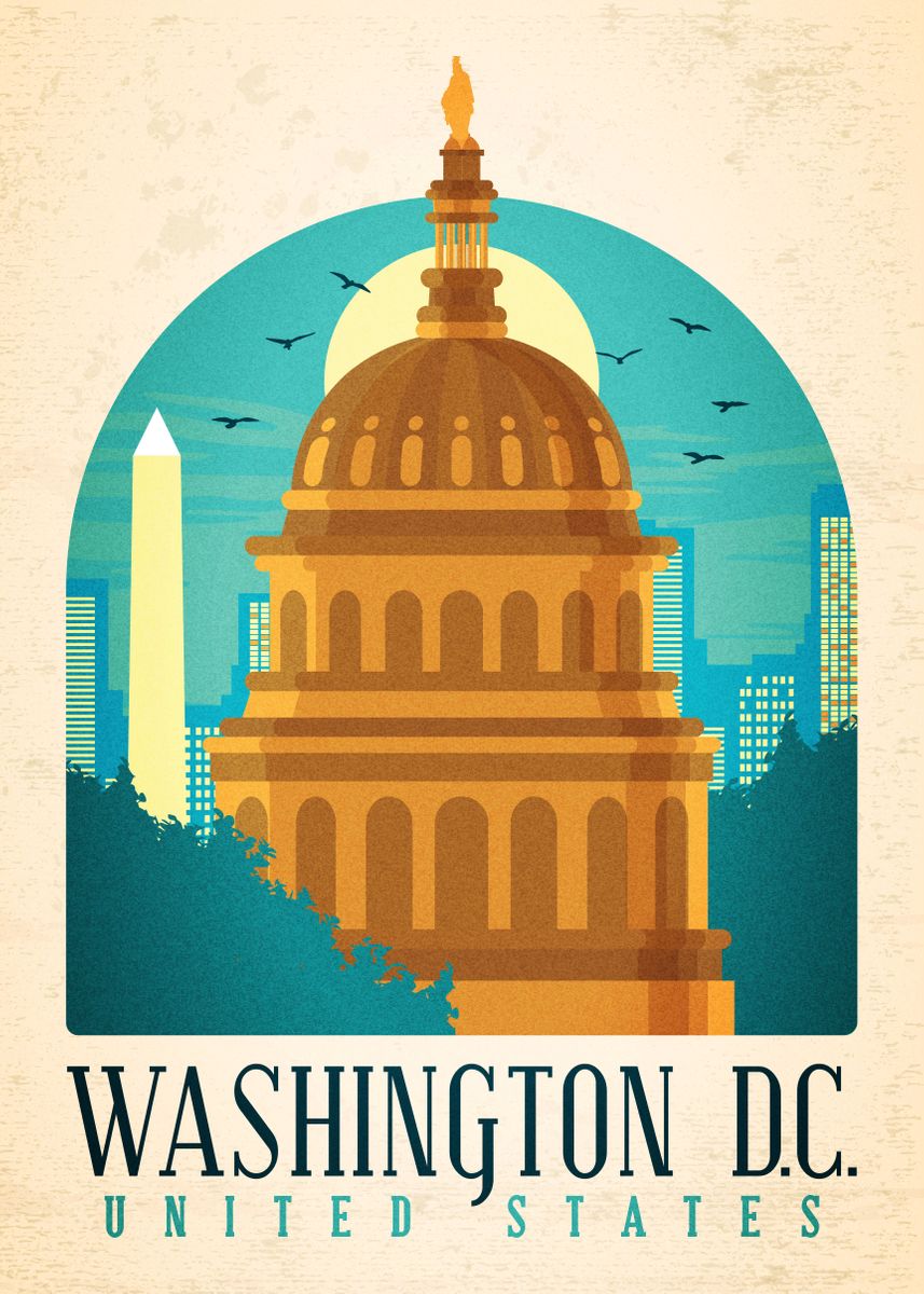'Washington DC Skyline' Poster, picture, metal print, paint by ...