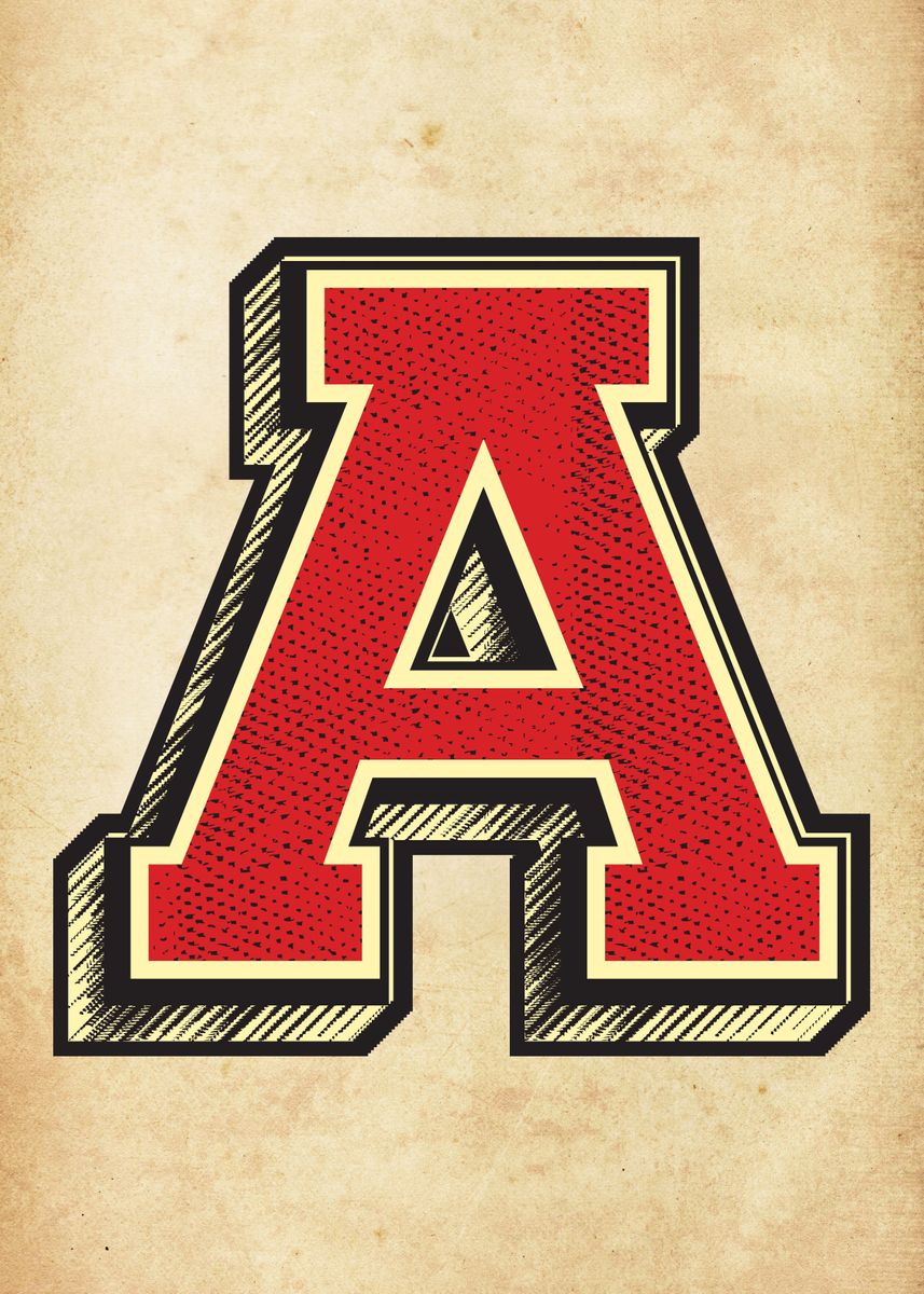 'Vintage Letter A' Poster, picture, metal print, paint by OliArt | Displate