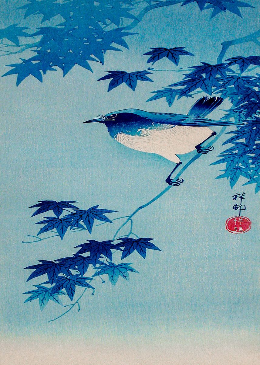 'Koson Blue Robin' Poster, picture, metal print, paint by ...