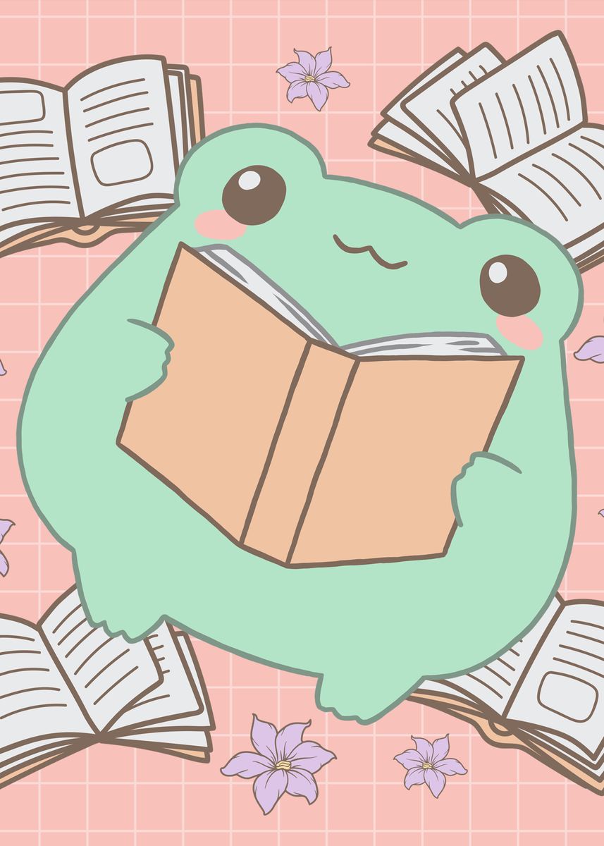 'Cottagecore Frog Book' Poster, picture, metal print, paint by ...