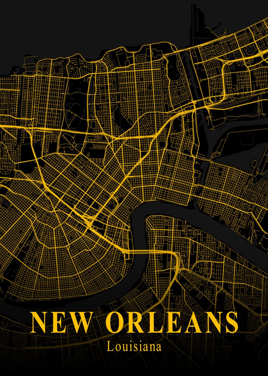 'NEW ORLEANS GOLD CITY MAP' Poster by Nae | Displate