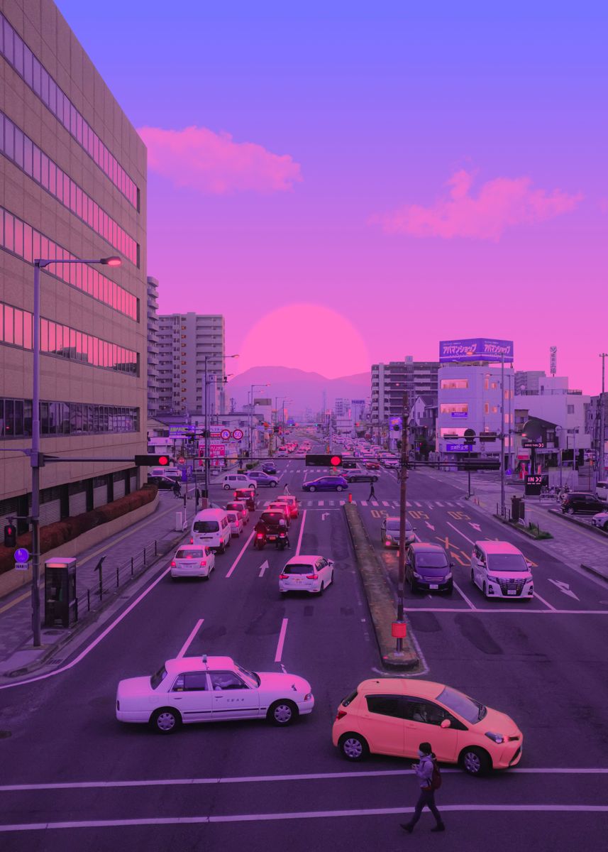 'Japanese Sunset' Poster, picture, metal print, paint by Yagedan | Displate