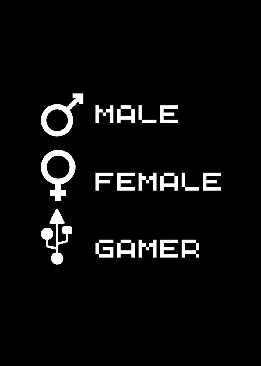 'male Female Gamer gaming' Poster, picture, metal print, paint by ...