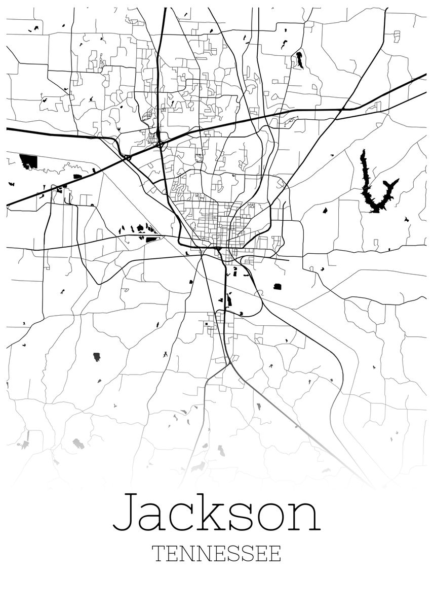 'Jackson Tennessee city map' Poster, picture, metal print, paint by ...