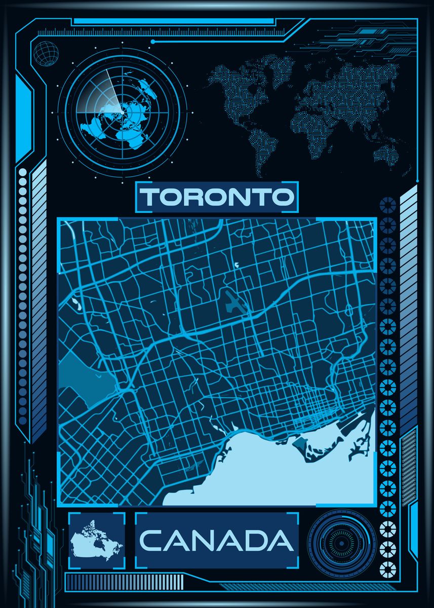 'TORONTO MAP CANADA' Poster, picture, metal print, paint by Artistic ...