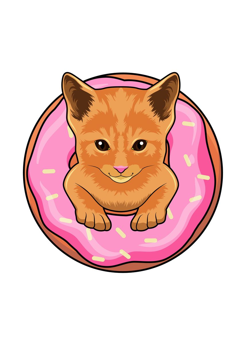 'Cat Donut' Poster, picture, metal print, paint by Markus Schnabel ...