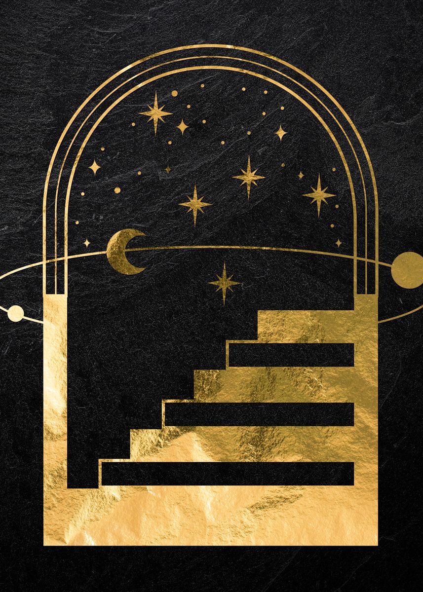 'Mystical Gold Solar system' Poster, picture, metal print, paint by ...